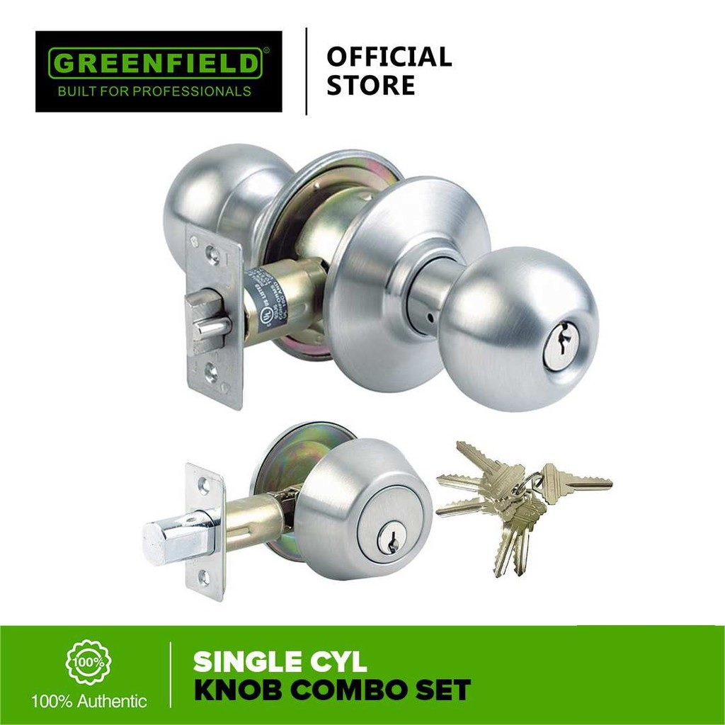 Greenfield Single Cylinder Knob Comboset Satin Stainless Steel Finish ...