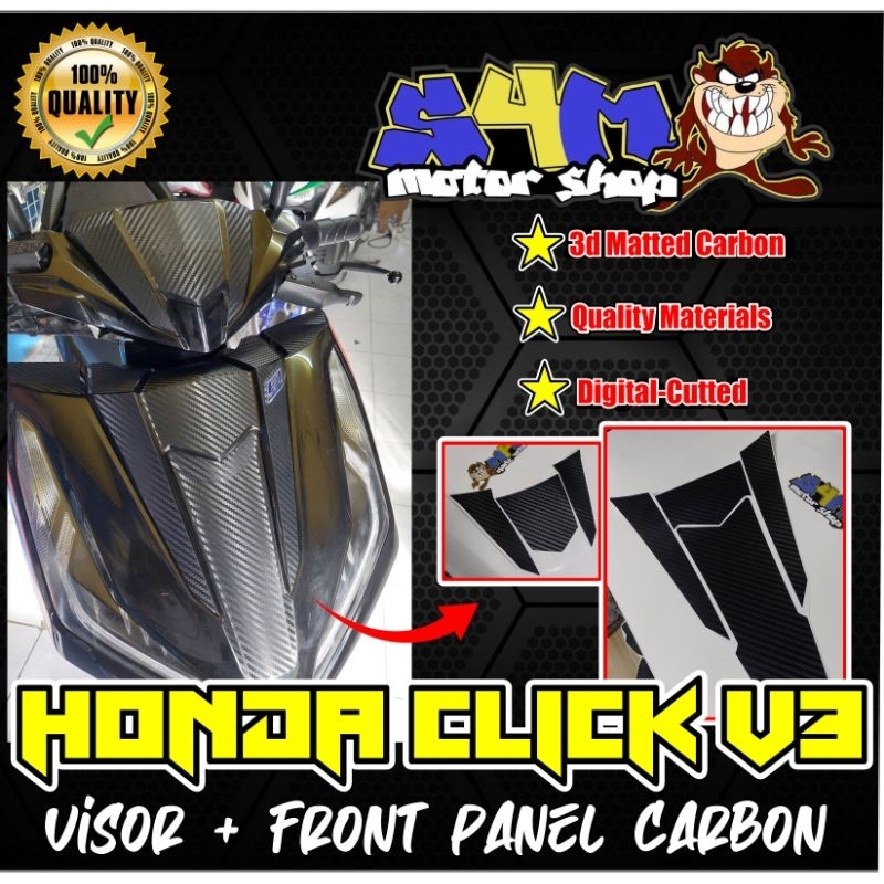 Honda Click V3 125 Carbon Sticker Visor and M front Panel Anti Scratch ...