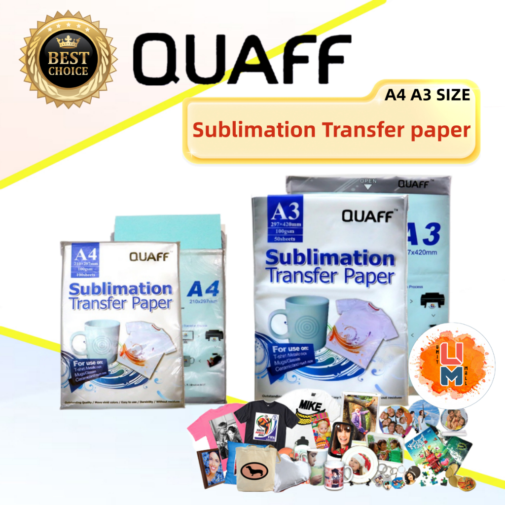 Quaff Sublimation Paper A4 A3 Size for Heat Transfer Fast Drying | Shopee Philippines