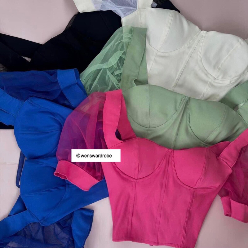 PUFF SLEEVE MESH TOP PADDED REMOVABLE PADS TRENDY PUFF | Shopee Philippines