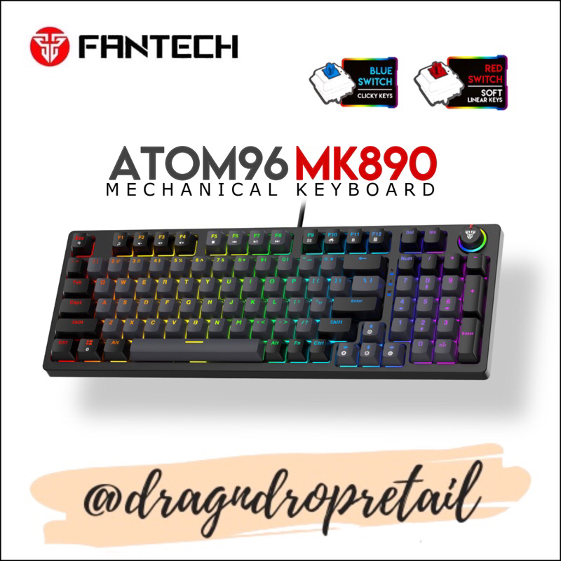 FANTECH ATOM96 MK890 Mechanical RGB Gaming Keyboard, 96 Keys - Black ...