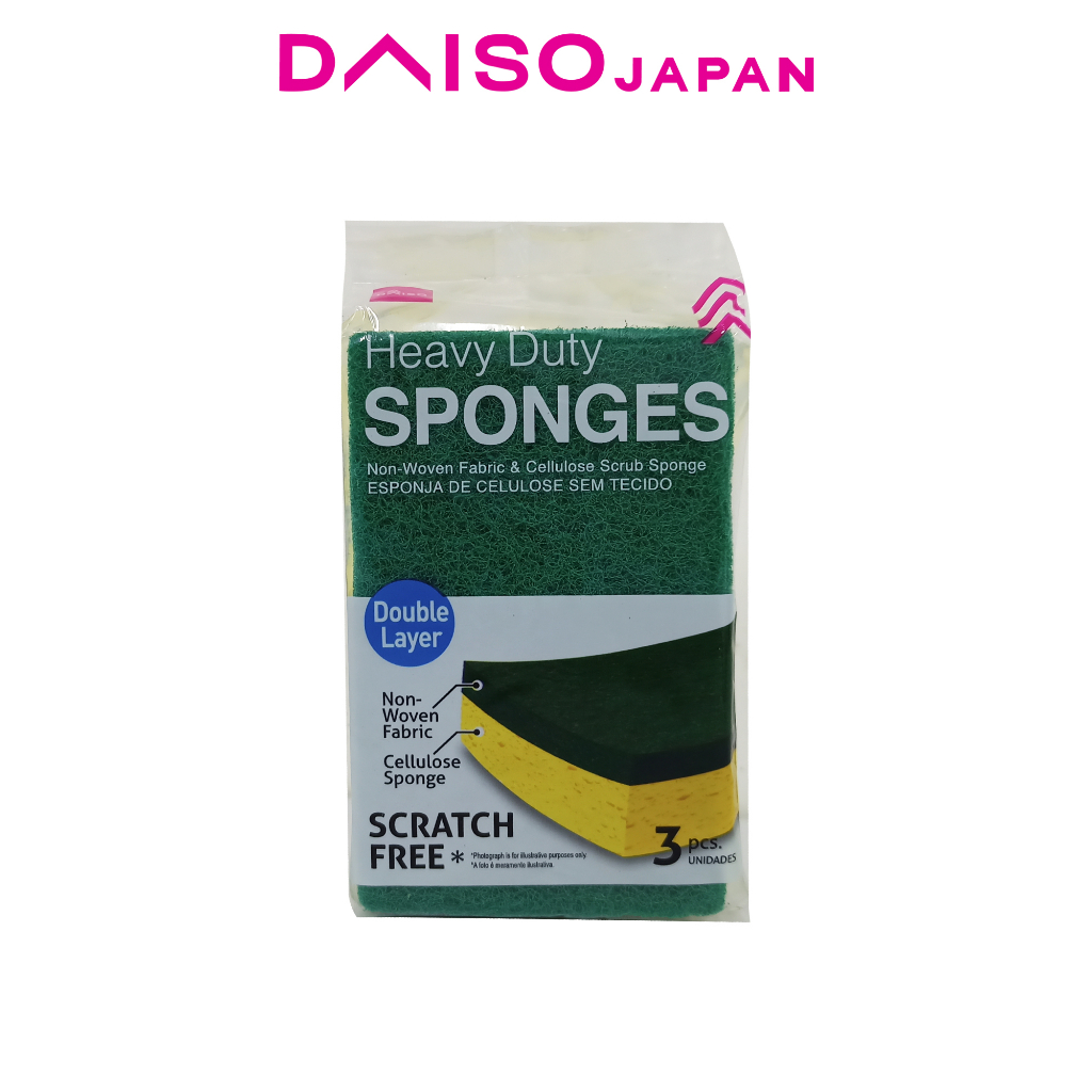 Daiso Heavy-Duty Cellulose Dish Sponge (3 pieces) | Shopee Philippines