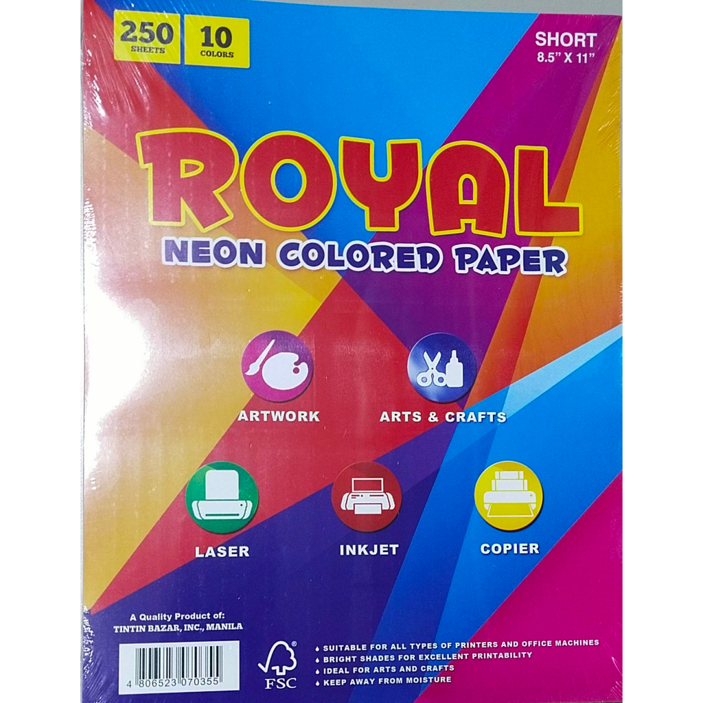 ROYAL Brand Colored Paper Assorted Size 8 1/2 x 11 250 sheets , 10 ...