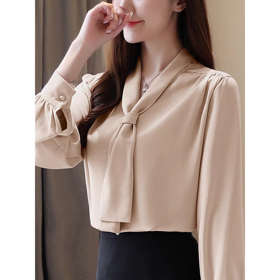 New arrivals women's fashion causal elegant plain long sleeve office ...