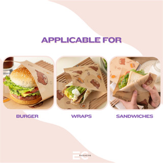 [EC] 100Pcs Burger Sandwich Food Wrapper Grease-Proof Paper Wrapper Oil ...