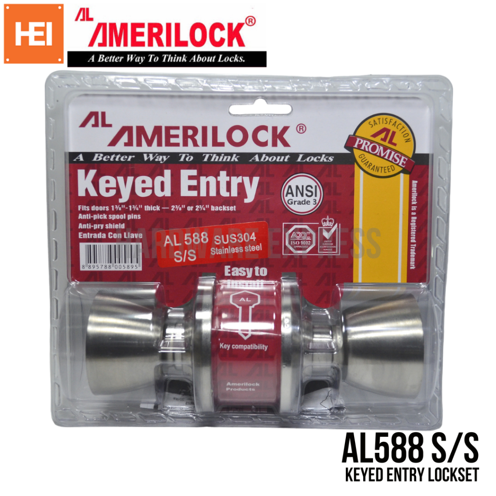 AMERILOCK Doorknob Keyed Entry Lockset 588 Stainless (RED) | Shopee ...