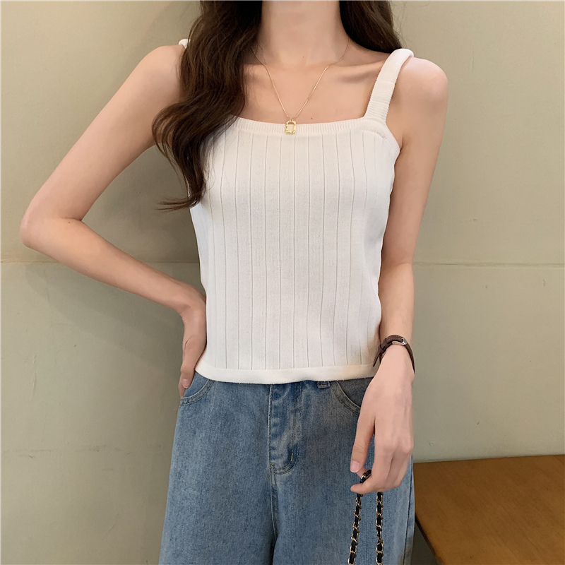 Knitted Vest Women's Outerwear Summer Bottom Inner Wear Short ...