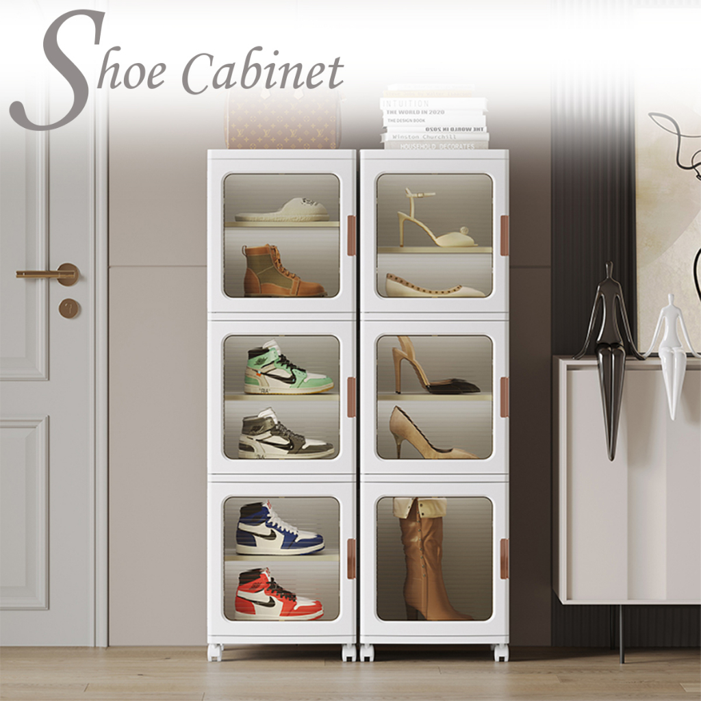 LOCAUPIN Foldable Shoe Cabinet Covered Storage Box Dustproof Wardrobe ...