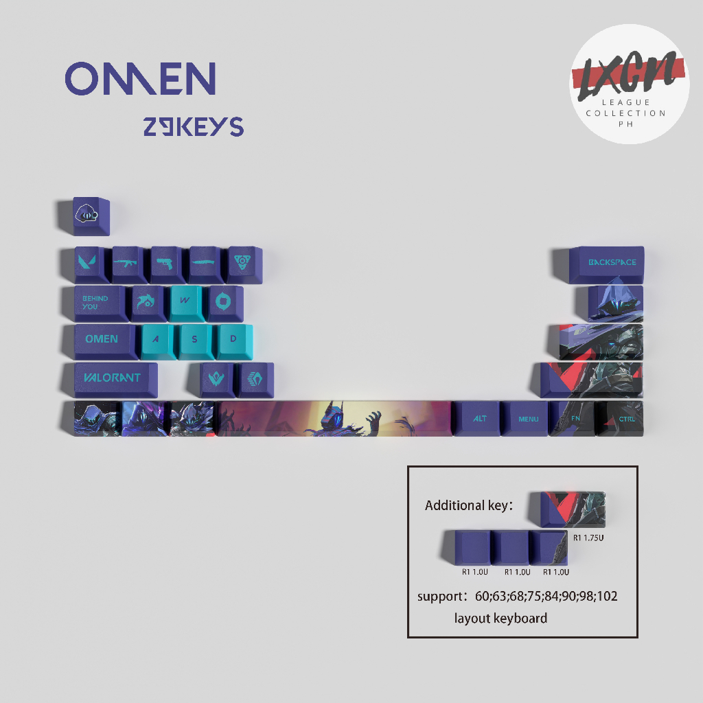 Valorant Omen Custom PBT dye 29 keys OEM Profile Mechanical Keyboard ...