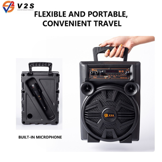 V2S PB-801TWS 8'' Portable Bluetooth Karaoke Speaker Wireless Light and ...