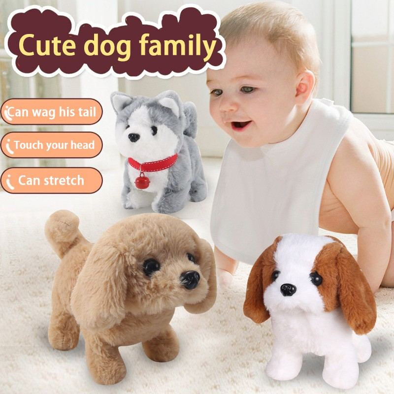 Plush Toy Electric Dog Toy for Kids Simulation Teddy Corgi Dog Tail ...