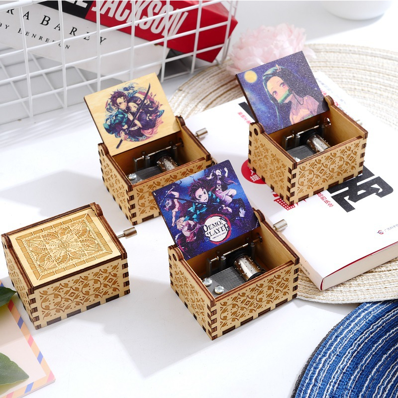 Anime Demon Slayer One Piece Wooden Music box Hand-cranked Wooden Music ...