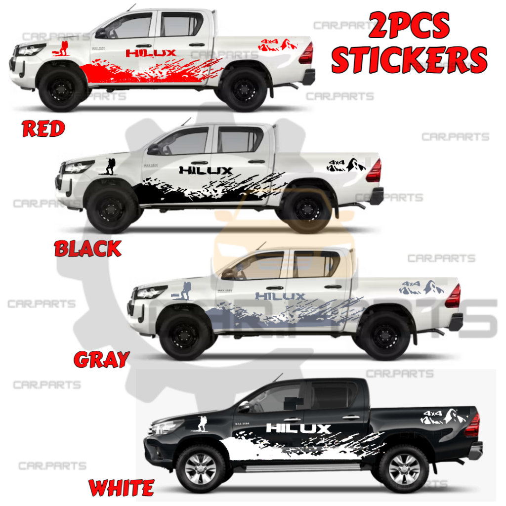 CP 2Pcs Hilux Car Body Side Sticker Truck Decal Vinyl Flame Sticker ...