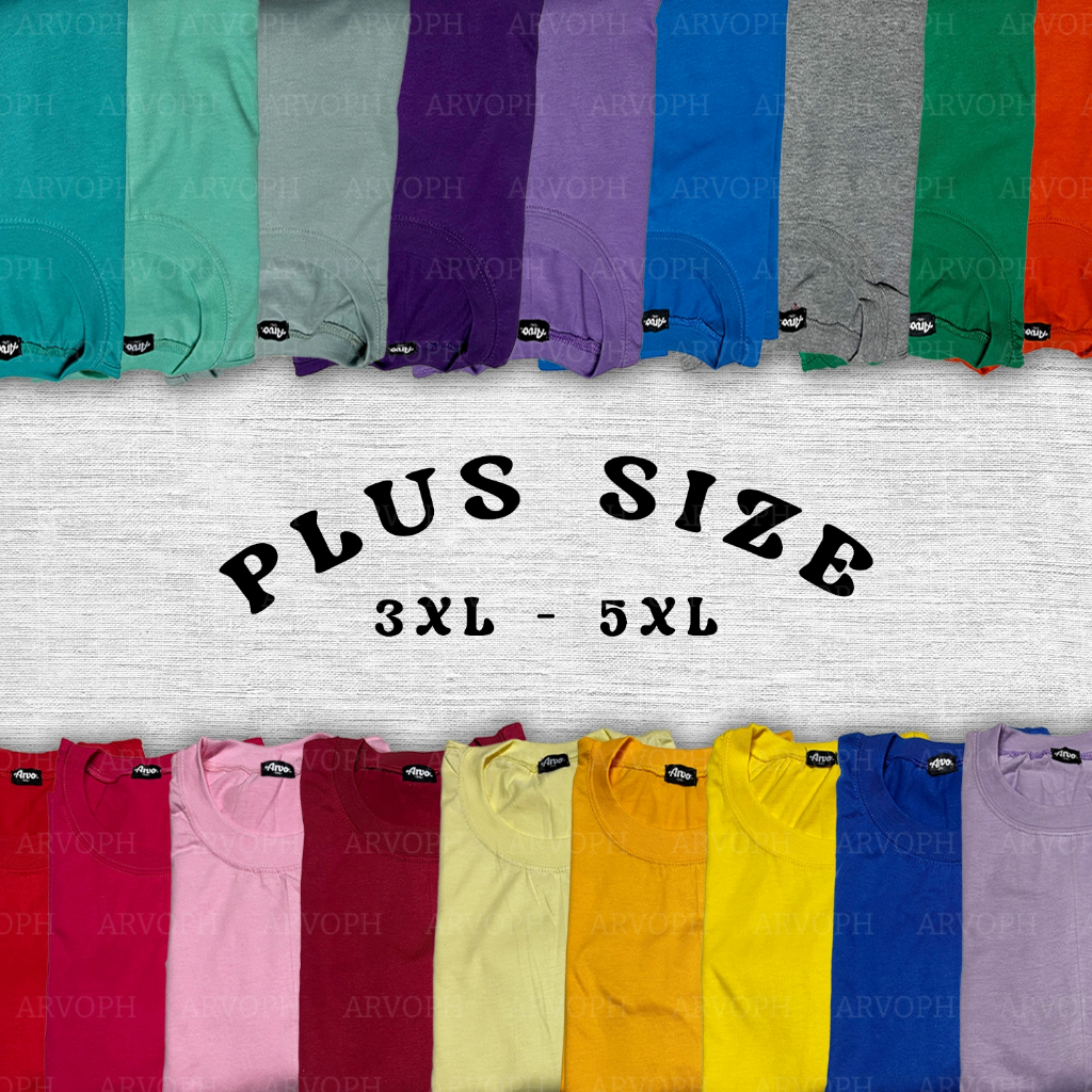 NEW COLORS Plus Size Plain Tshirts 3XL & 5XL | ARVO PH | Shopee Philippines