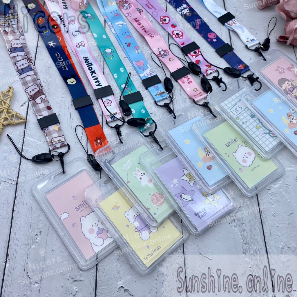 20mm Cute Cartoon ID Lace Transparent Card Cover Sleeve Work ID Clear ...