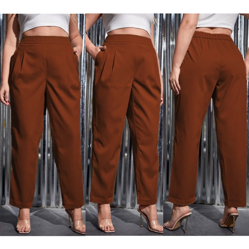 Highwaist Straightcut Slacks Formal Office Pants Freesize (M-4XL ...