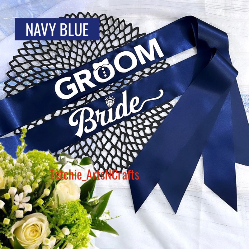 ON HAND - navy blue SET- Prosperity / MONEY DANCE Wedding Sash for ...