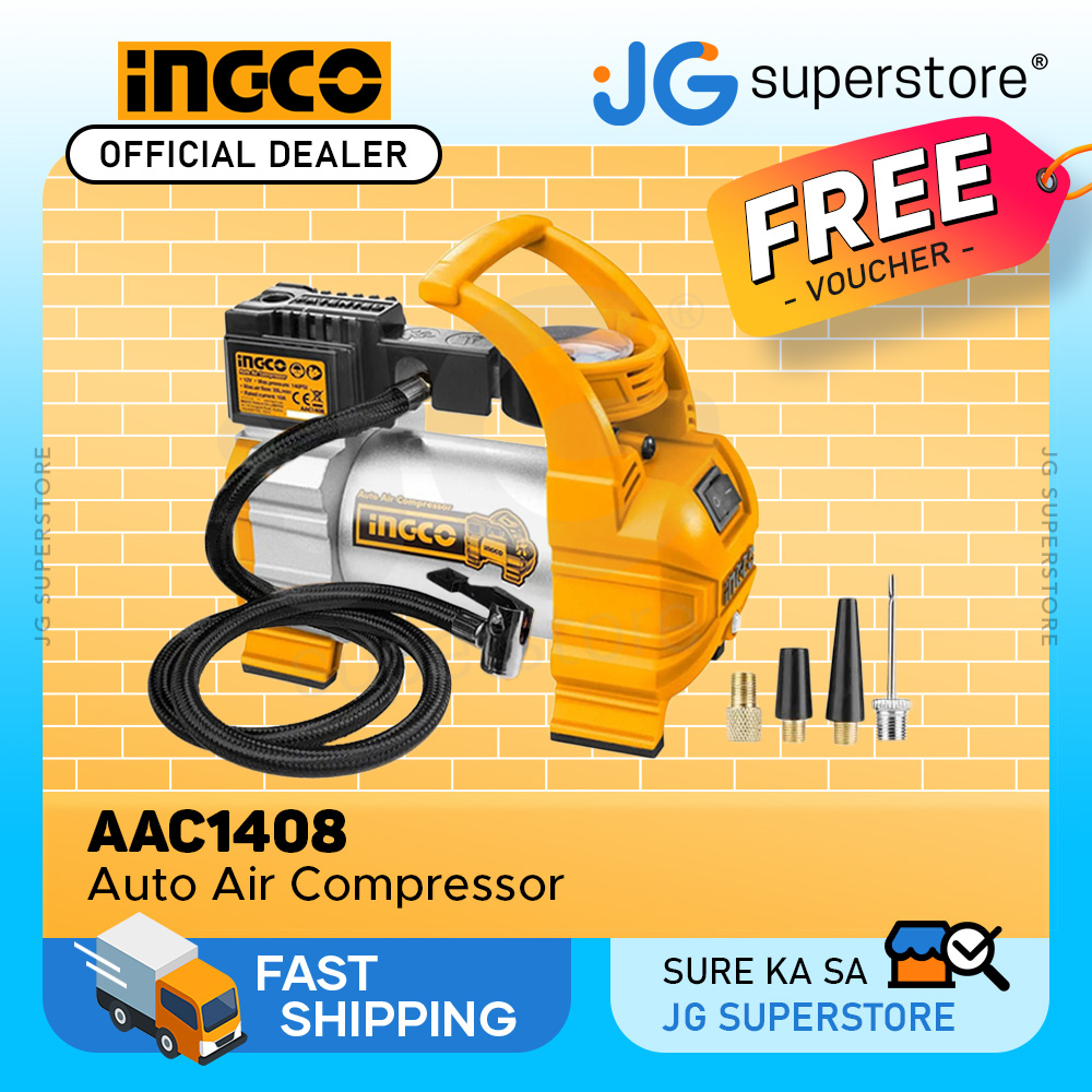 INGCO Auto Air Compressor 10A 12V for Car Tire Inflator with 3meters ...