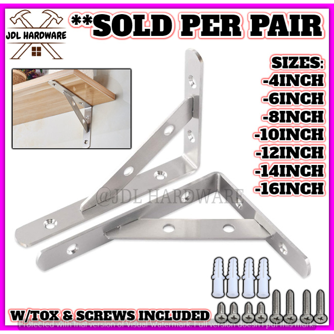 3112 1PAIR Wall Shelf Bracket Thick Stainless Steel Triangular Bracket ...