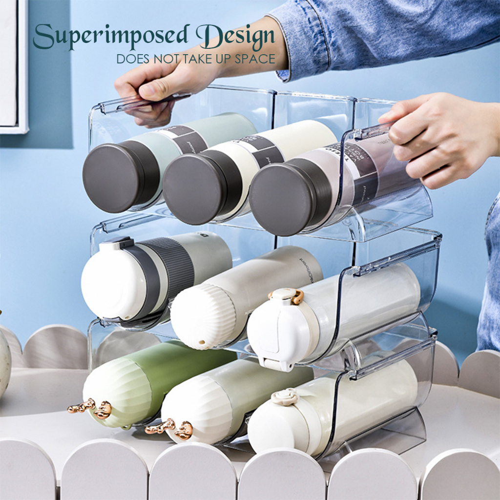 Stackable Tumbler Storage Shelf Travel Mug Cup Water Bottle Holder Rack ...
