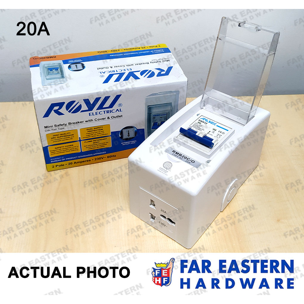 ROYU Electrical Safety Circuit Breaker w/ Power Outlet Universal Socket ...