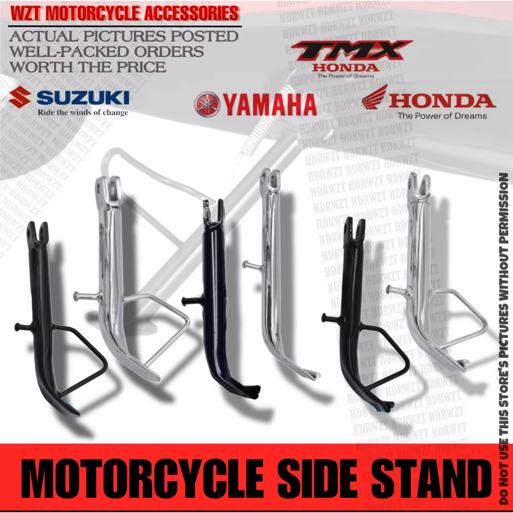 WZT MOTORCYCLE SIDE STAND FOR HONDA / SUZUKI / YAMAHA CHROME SILVER ...