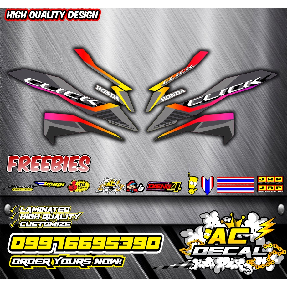 Honda Click 125i v3 Decal Stock Design (Titanium/Rainbow) | Shopee ...