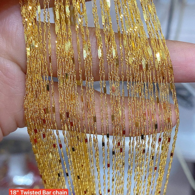 18K Saudi gold twisted bar chain | Shopee Philippines
