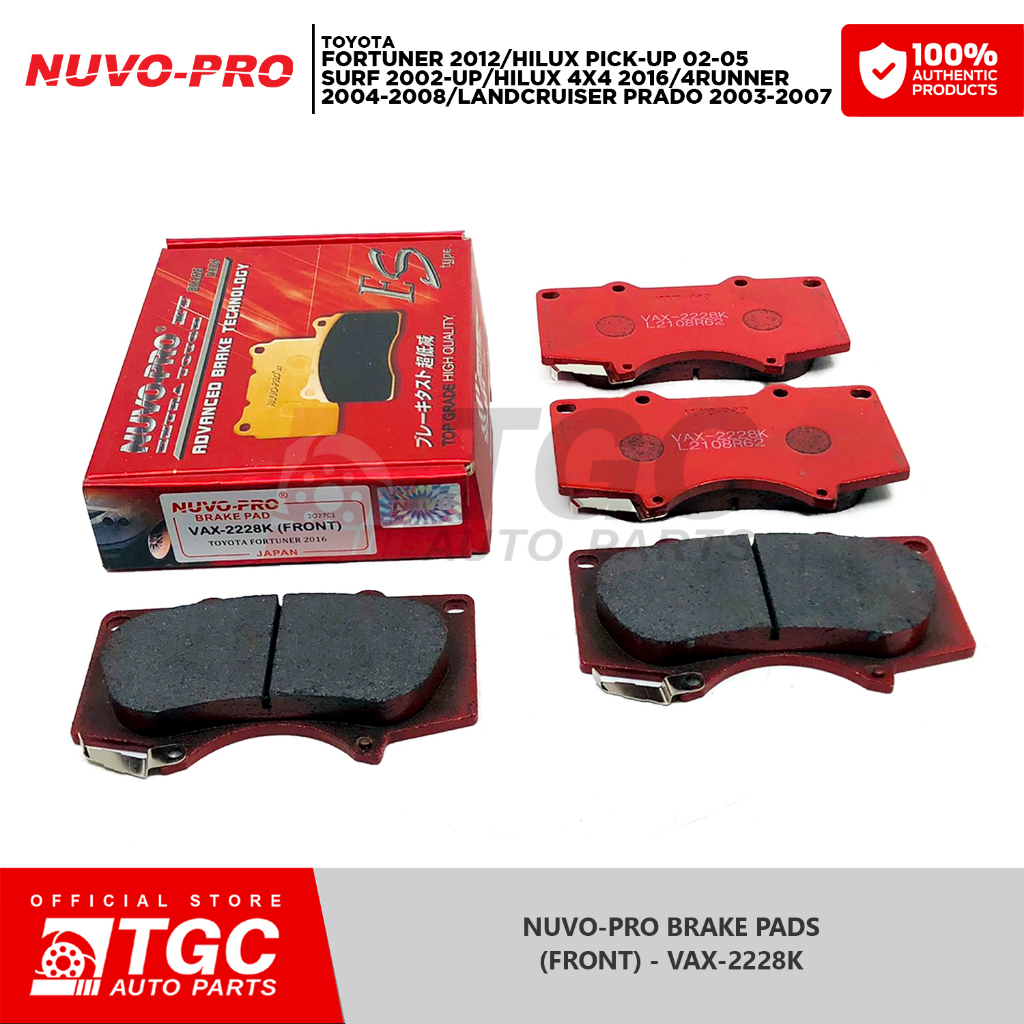 Nuvo-Pro Brake Pad Toyota Fortuner/Hilux Pick-Up Hilux 4x4 4runner ...
