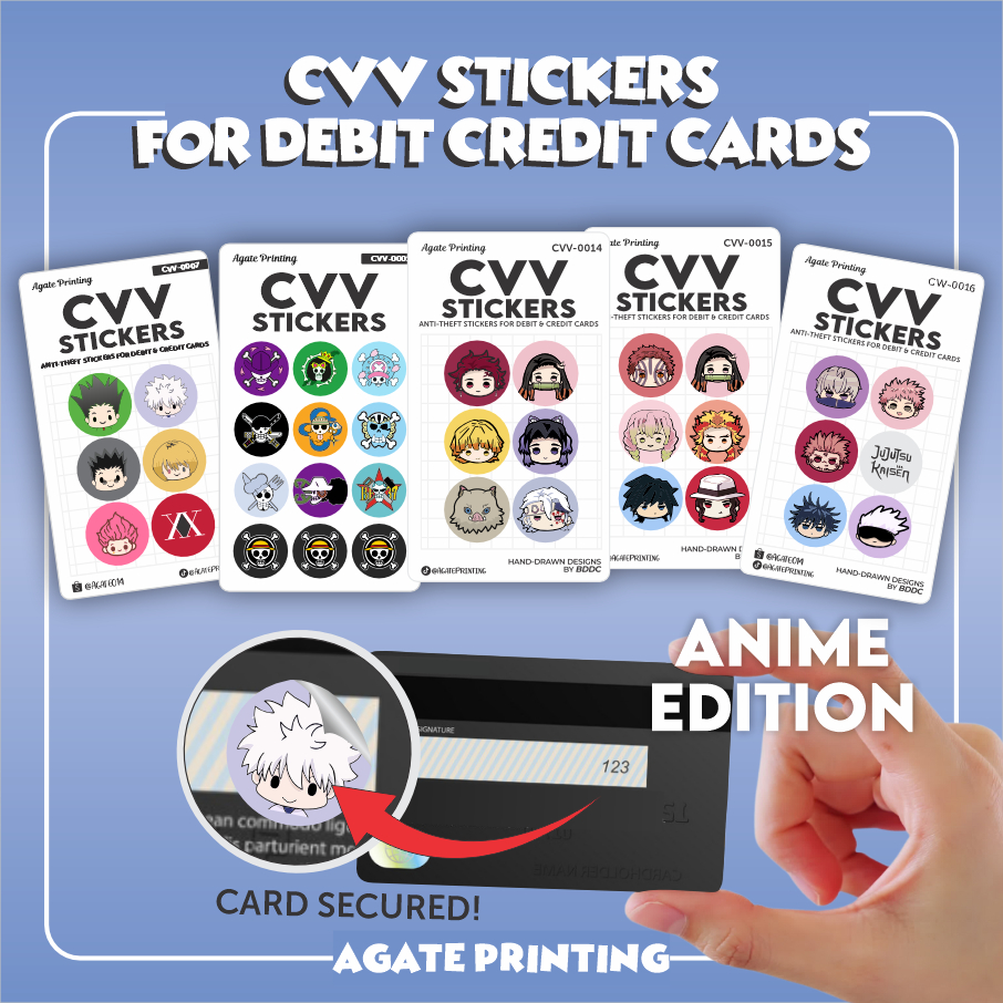 Anime CVV STICKERS (Anti-Theft Stickers for ATM/Credit Cards) 10mm Web ...
