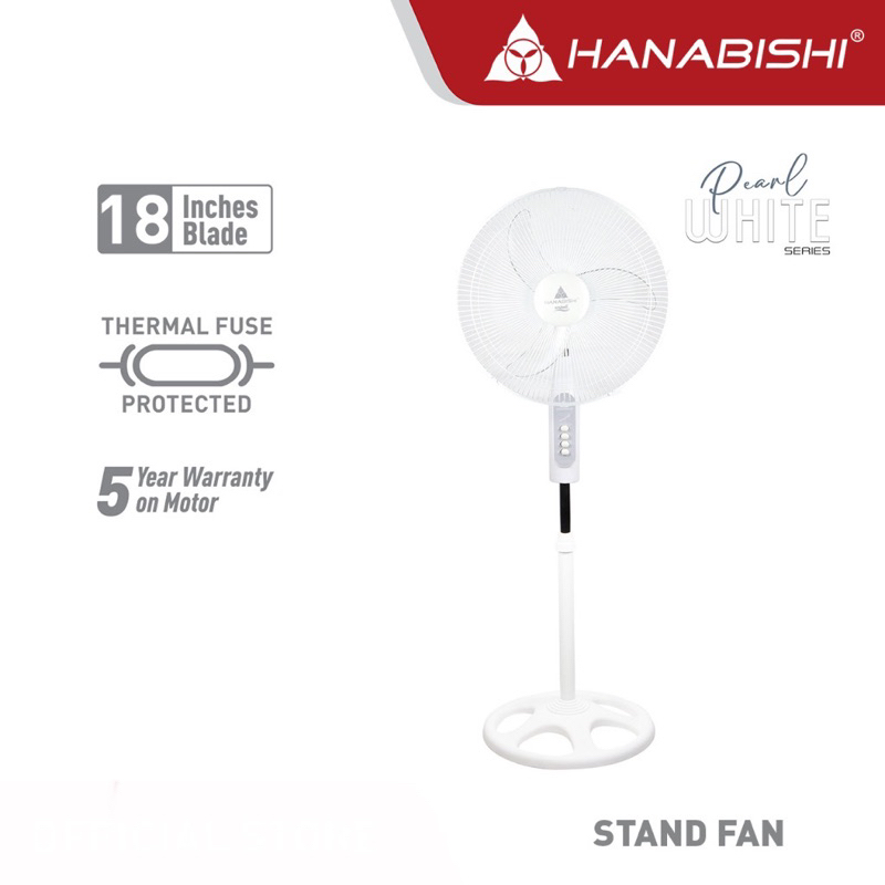 Hanabishi Stand Fan Pearl White 18 inches Windmill WM18SFWHT | Shopee ...