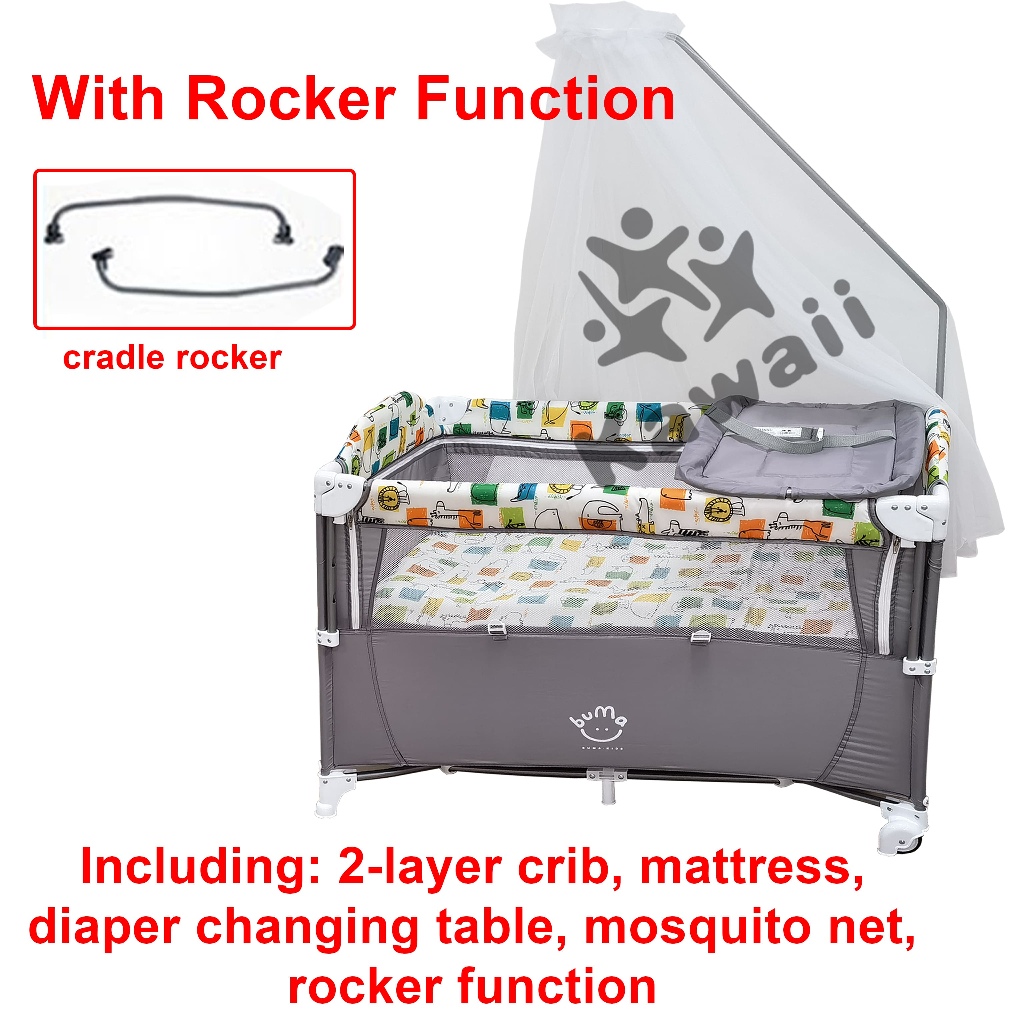 Foldable Baby Crib and Playpen 2 layer (with mosquito net storage bag ...