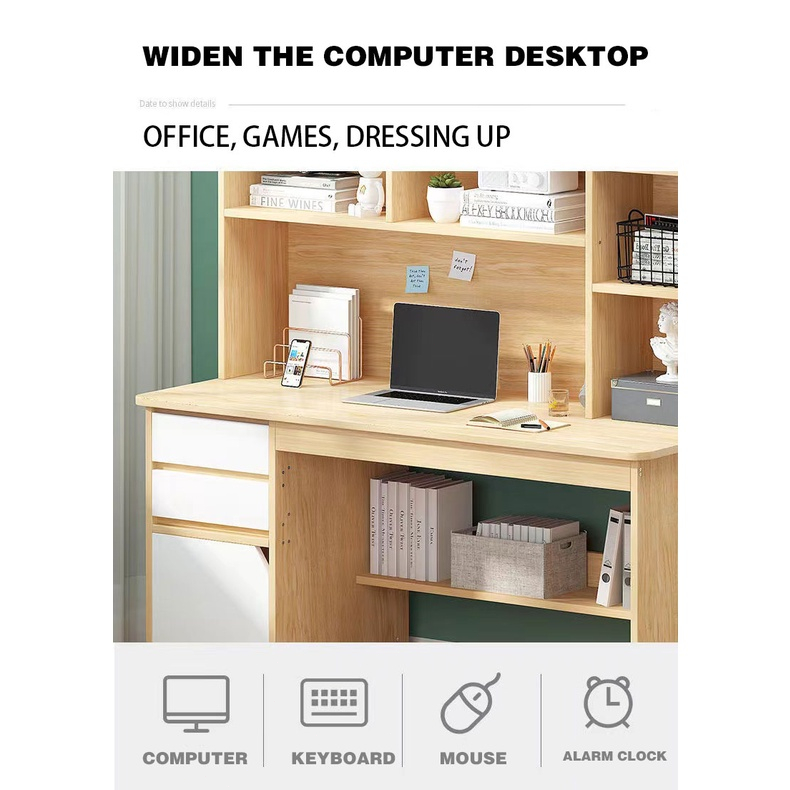 CozyIKEA Computer Table & Book Shelf Study Table & Drawer Cabinet ...