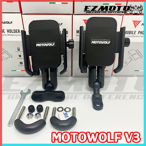 MOTOWOLF V3 ORIG. CELLPHONE HOLDER NO CHARGER (CLAMP/MIRROR TYPE ...