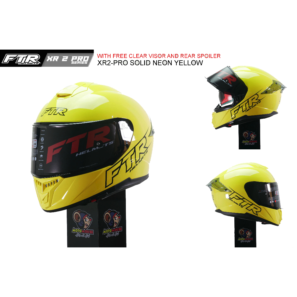 FullFace FTR XR2Pro Plain Dual Visor w/ Spoiler and FREE Visor Helmet ...