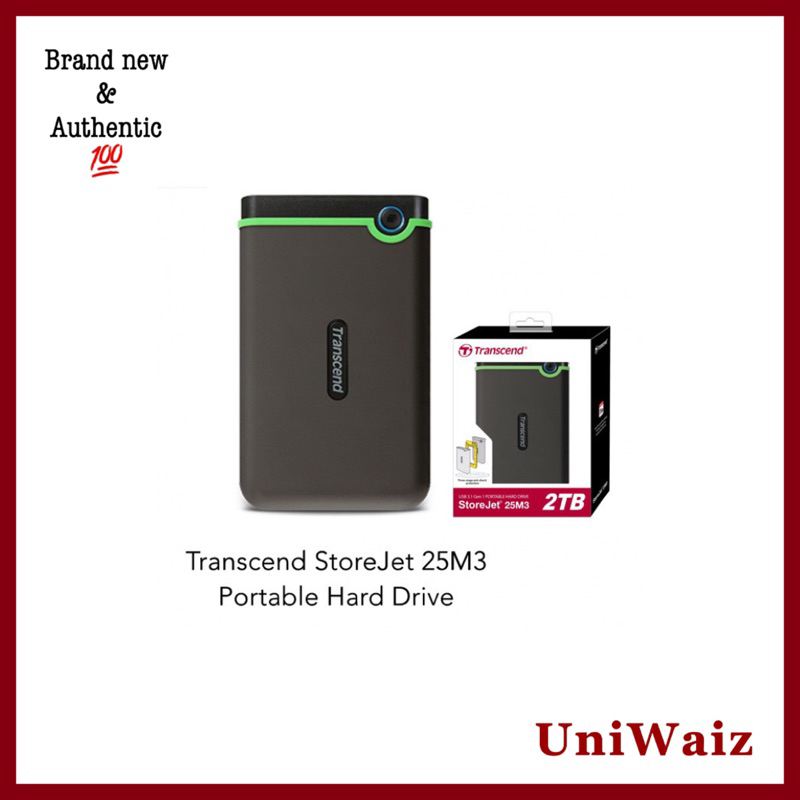 Transcend StoreJet 25M3 Portable Hard Drive Anti Shock Rugged Brandnew ...
