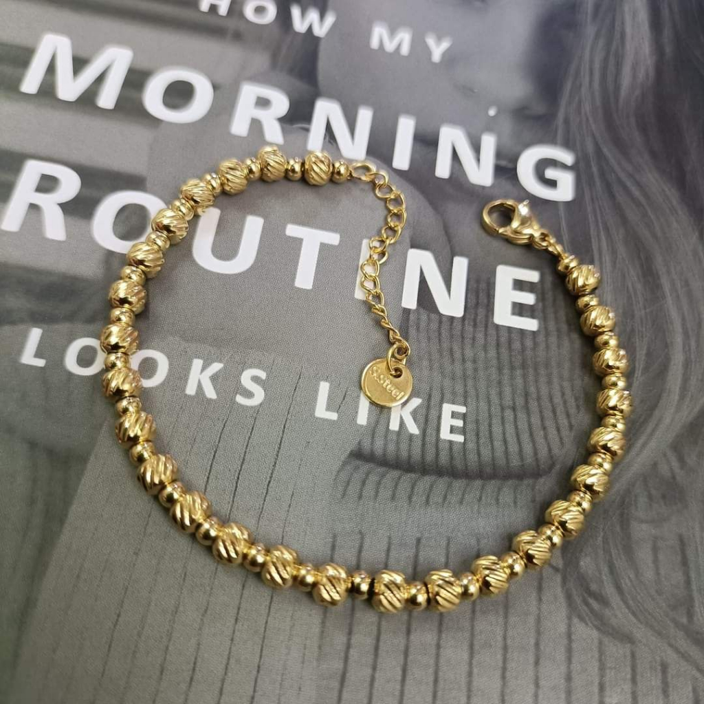 stainless steeln Tricolor Bead Bracelet Don't fade gold plating ...