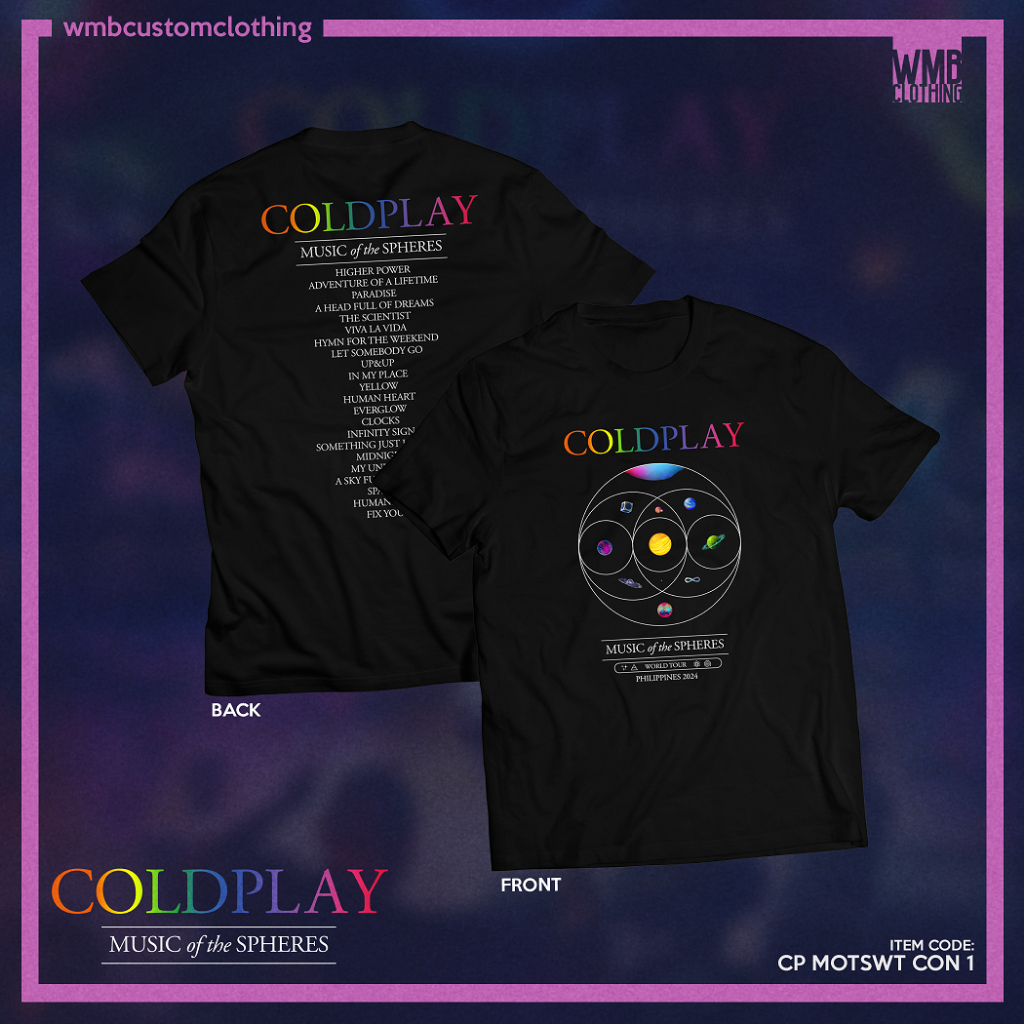 COLDPLAY MOTSWT Concert Shirts by WMB Clothing | Shopee Philippines
