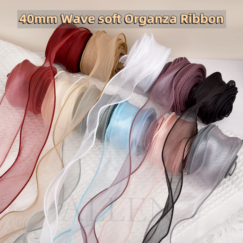 40mm*10m Sheer Chiffon Ribbon Organza Satin Ribbons-Bouquet Gift Wrap ...
