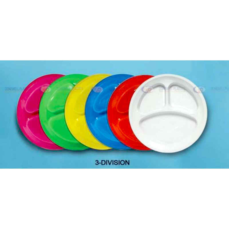 (10pcs) 9inches Disposable 3 Division Party Plastic Plates | Shopee ...