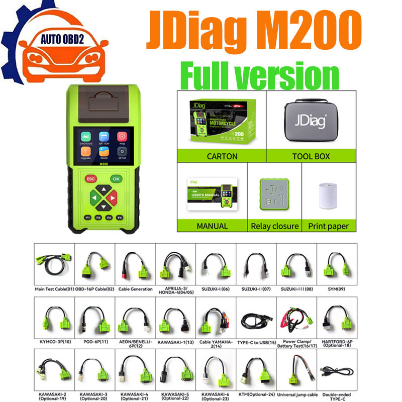 JDiag M200 OBD2 Scan Tool Universal Motorcycle Diagnostic Tool Motor ...