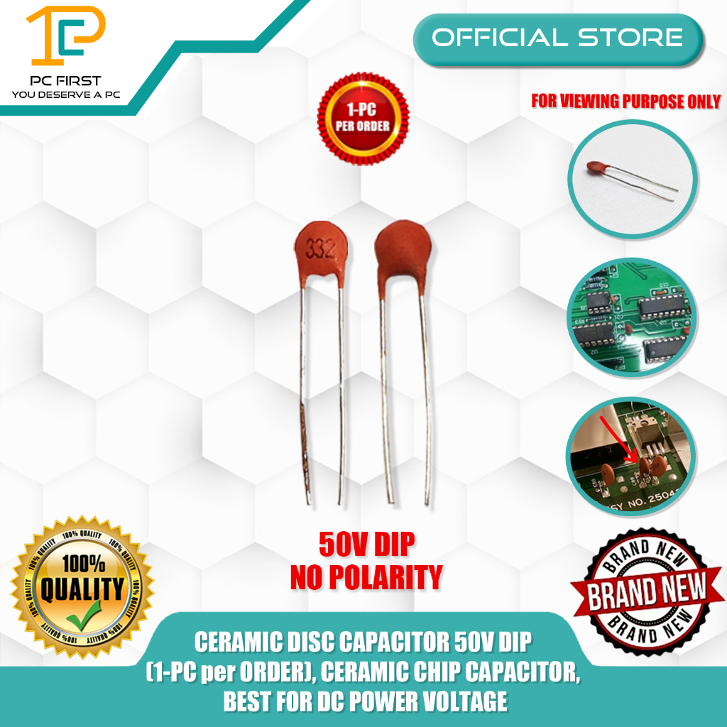 CERAMIC DISC CAPACITOR 50V DIP (1-PC per ORDER), CERAMIC CHIP CAPACITOR ...