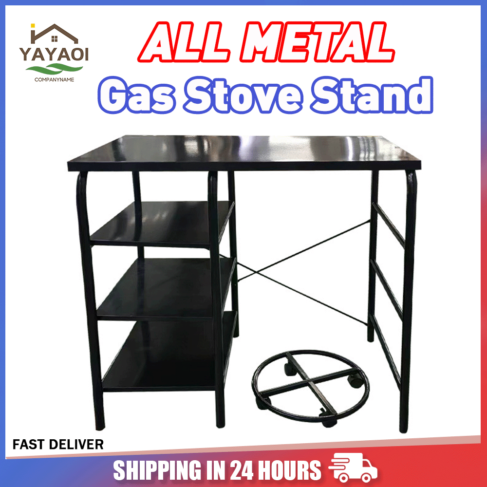 Multi-Layer Gas Stove Stand with LPG Roller – All-Metal Gas Rack Shelf ...