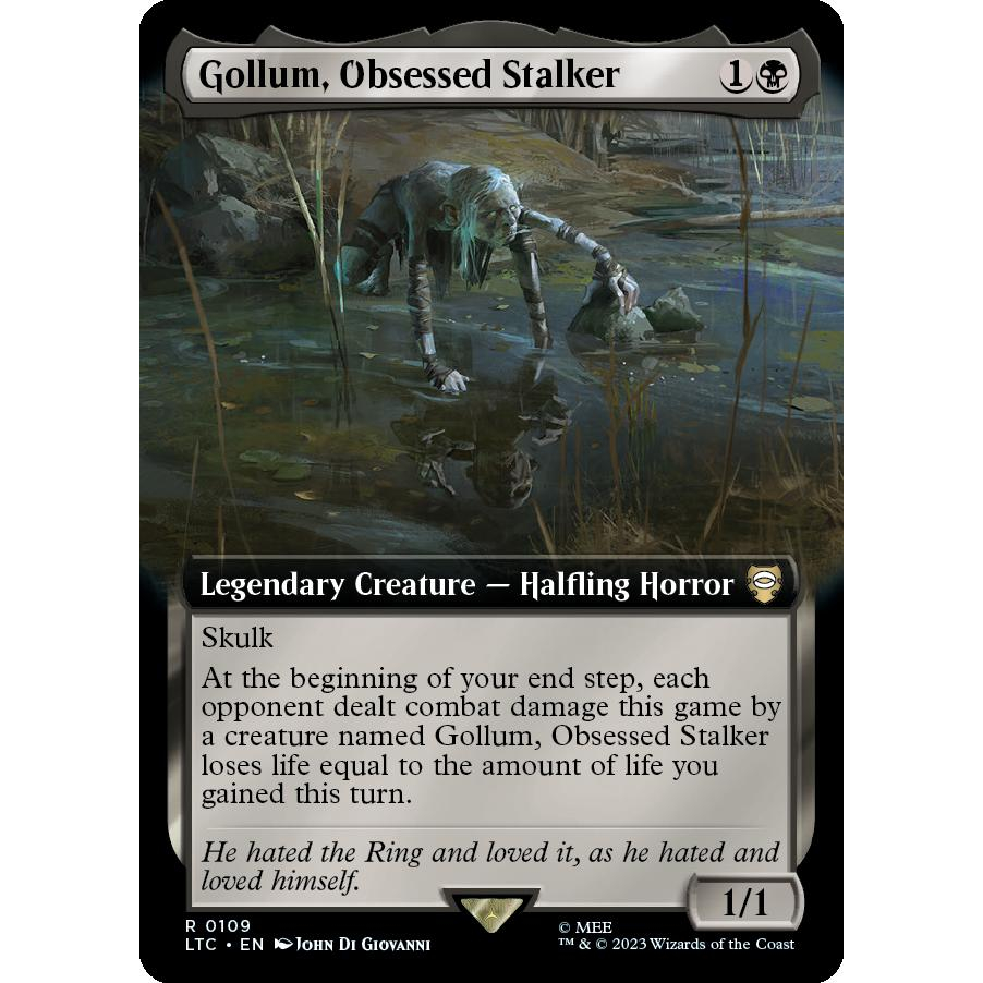 Gollum, Obsessed Stalker extended art Rare MTG LOTR Magic the Gathering ...