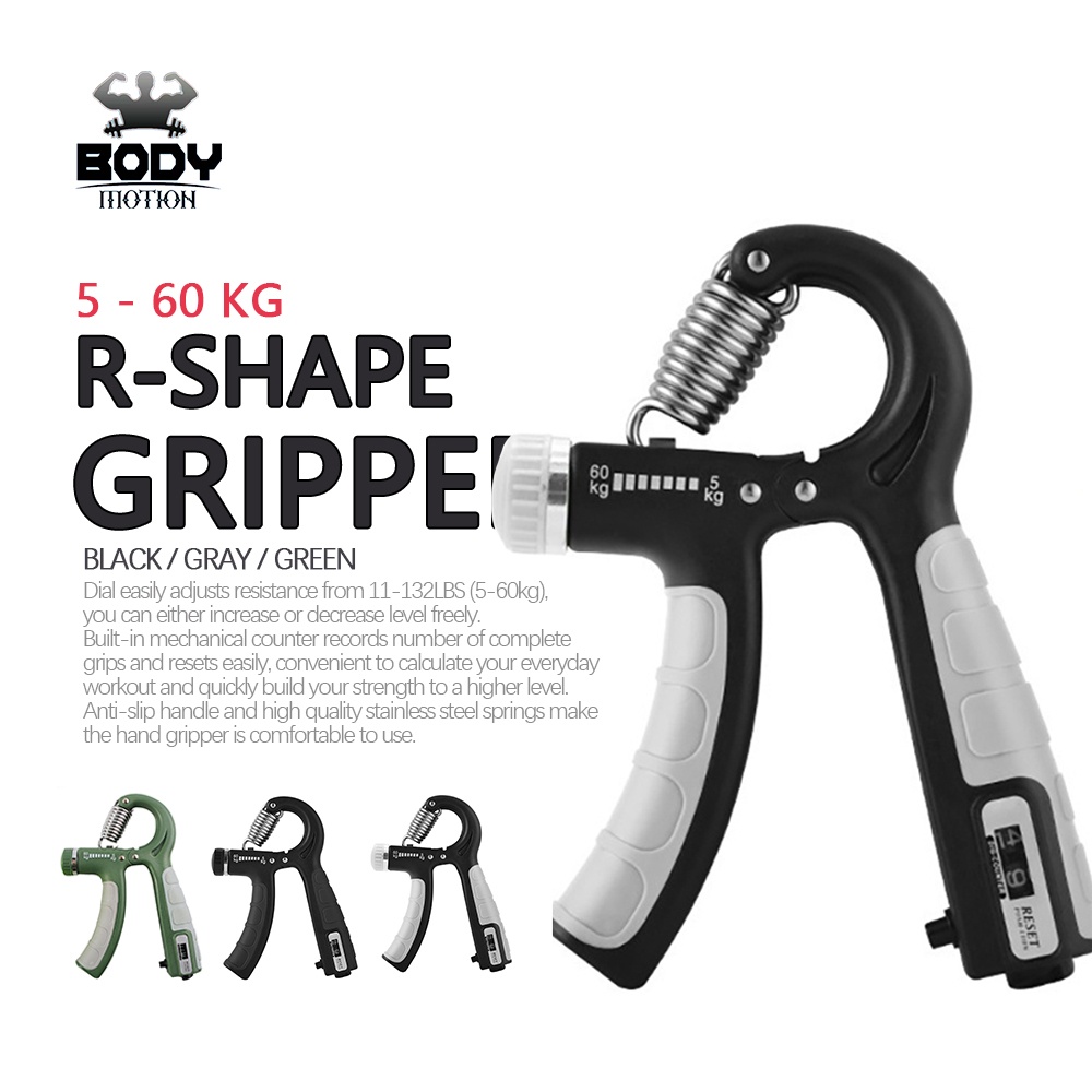 BodyMotion Gripper R-Shape Adjustable Countable hand Grip Strength ...