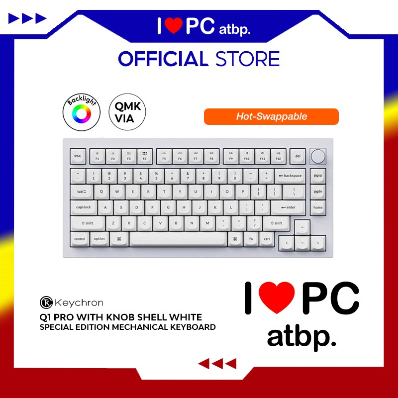 Keychron Q1 Pro Knob QMK Keyboard (Special Edition Shell White, 75% ...