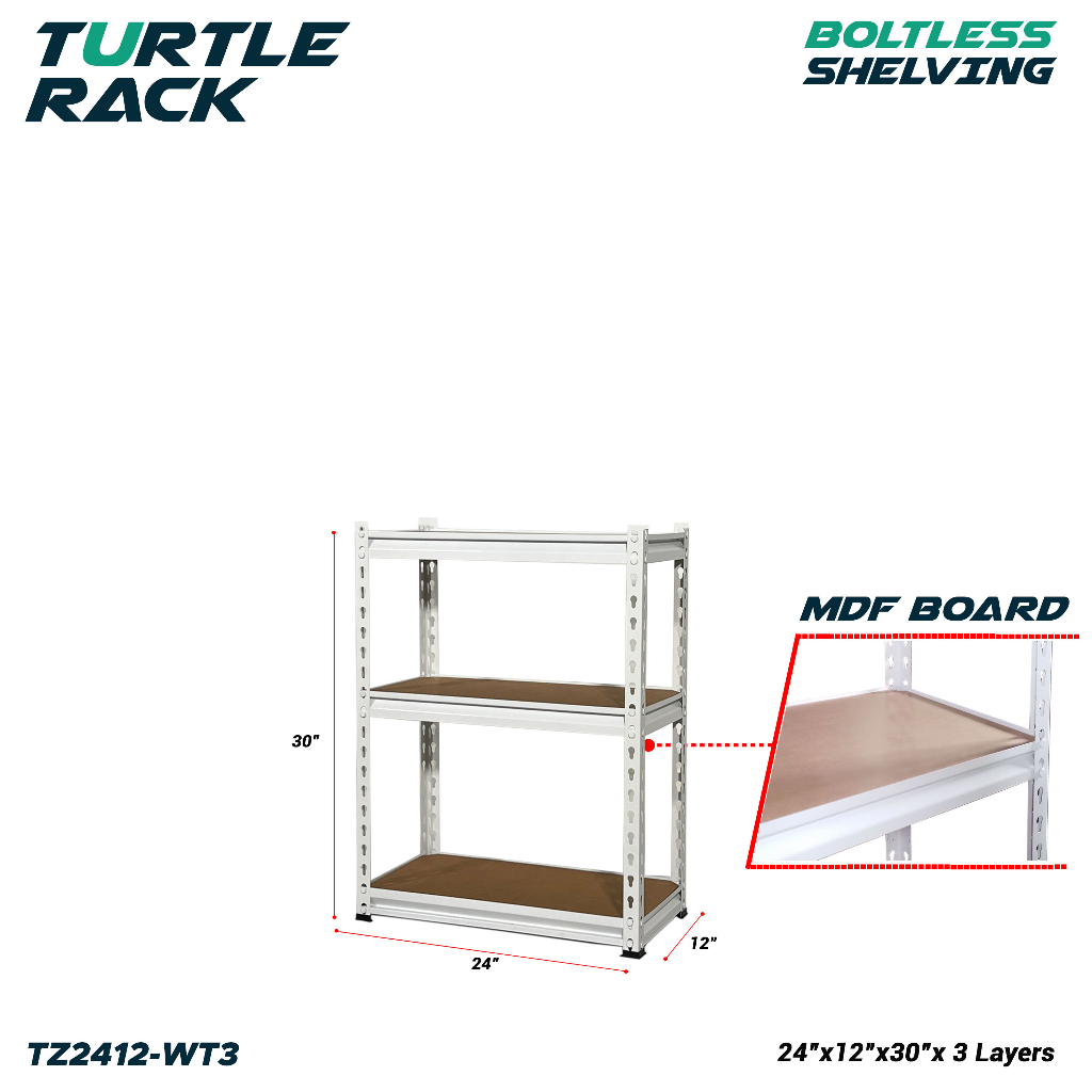 TURTLE RACK Boltless Steel Rack 3/4/5 Layers All-Metal/MDF Shelving ...