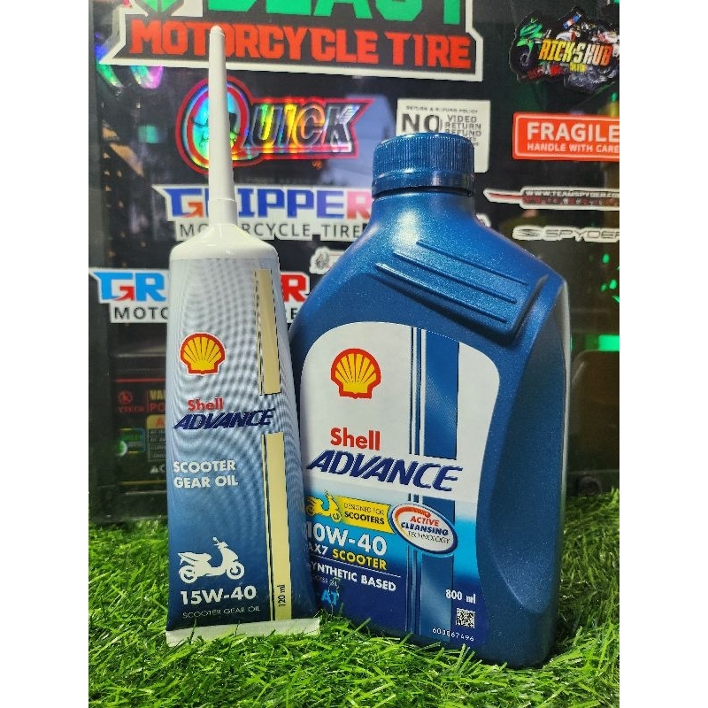 SHELL ADVANCE| AX7 SCOOTER 10W-40 SYNTHETIC 800ml with 120ml GEAR OIL ...