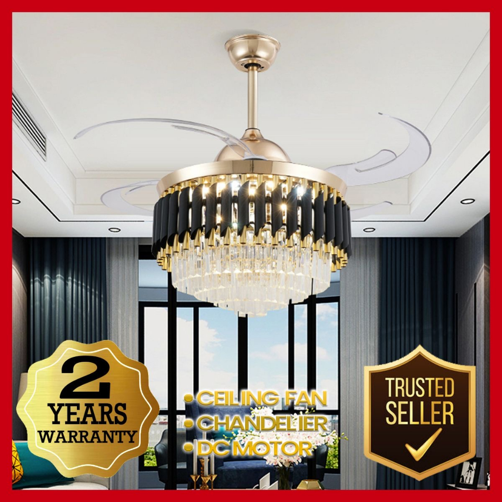 MYKE CG-T1075 Ceiling Fan/Chandelier (42") (Metallic Gold+Black) (2 yrs ...