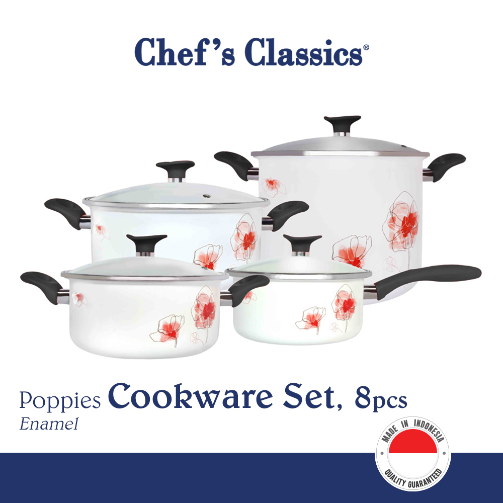Chef's Classics Poppies Enamel Cookware Set, 8pcs | Shopee Philippines